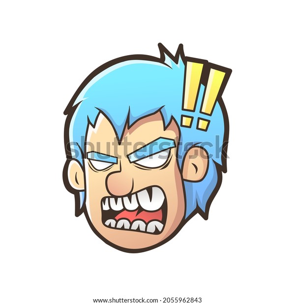 Funny Angry Face Expression Illustration Design Stock Vector (Royalty ...