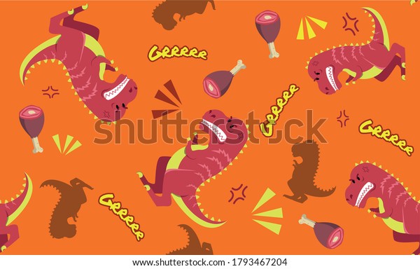 Funny Angry Red Trex Dinosaur Pieces Stock Vector (Royalty Free ...