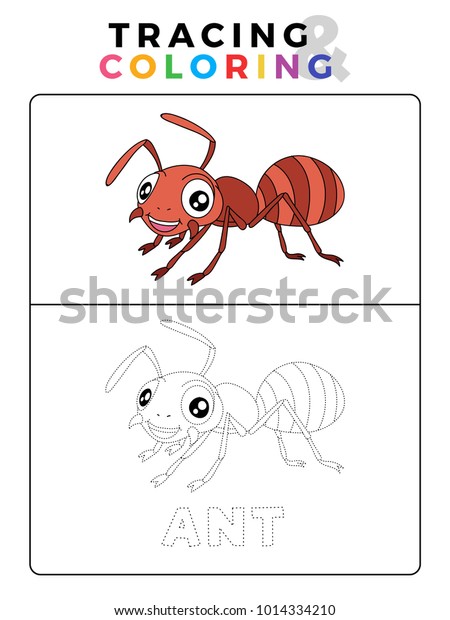Funny Ant Insect Animal Tracing Coloring Stock Vector (Royalty Free ...