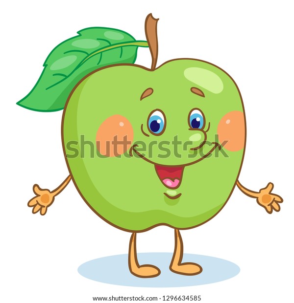 Funny Apple Cartoon Style Isolated On: vector de stock (libre de ...