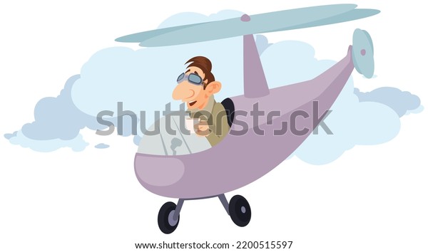 Funny Aviator Cute Helicopter Funny People Stock Vector (Royalty Free ...