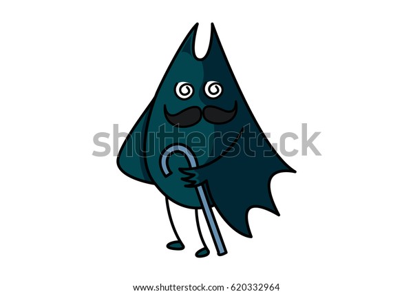 Funny Bat Mustache Stick Hand Vector Stock Vector (Royalty Free) 620332964
