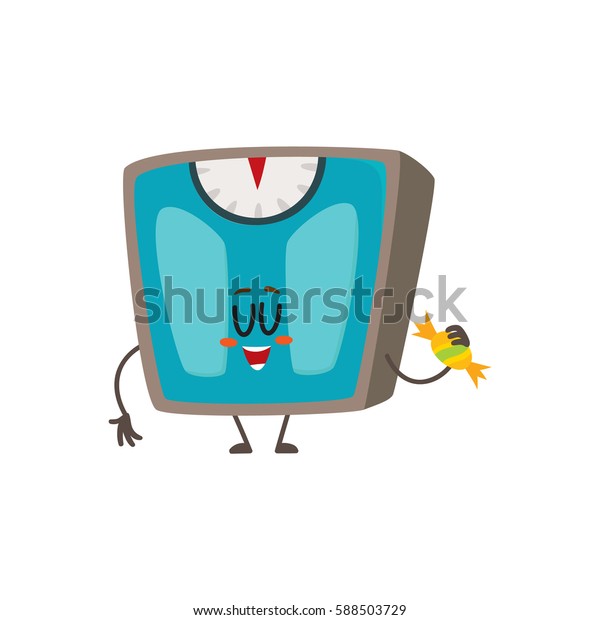 Funny Bathroom Weight Scale Character Smiling Stock Vector (Royalty ...