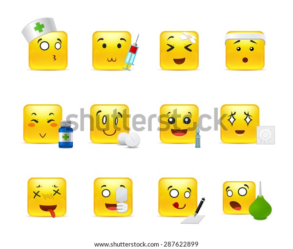 Funny Beautiful Square Anime Smiles Different Stock Vector (Royalty ...