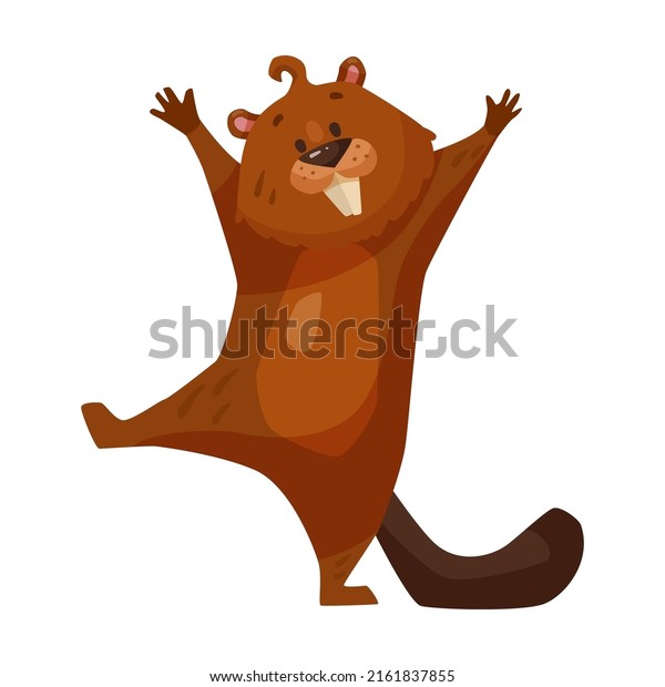 Funny Beaver Cartoon Illustration Cute Rodent: เวกเตอร์สต็อก (ปลอดค่า ...