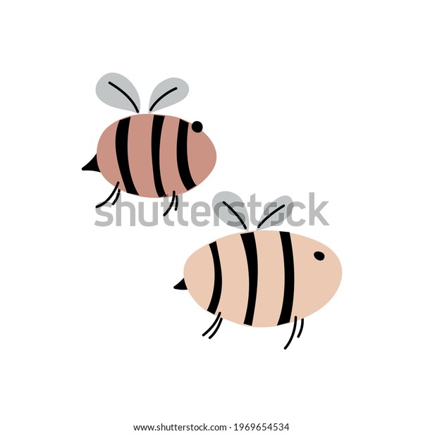Funny Bees Inscriptions Vector Naive Characters Stock Vector (Royalty Free) 1969654534 ...
