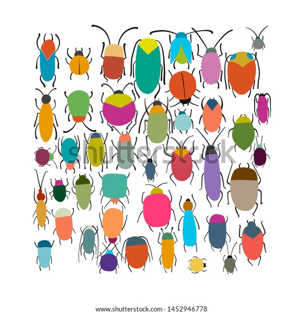 Funny Beetles Collection Your Design Stock Vector (Royalty Free ...