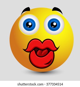 Funny Big Lips Smiley: vetor stock (livre de direitos) 377334514 ...