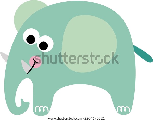 Funny Blue Elephant Isolated On White Stock Vector (Royalty Free ...