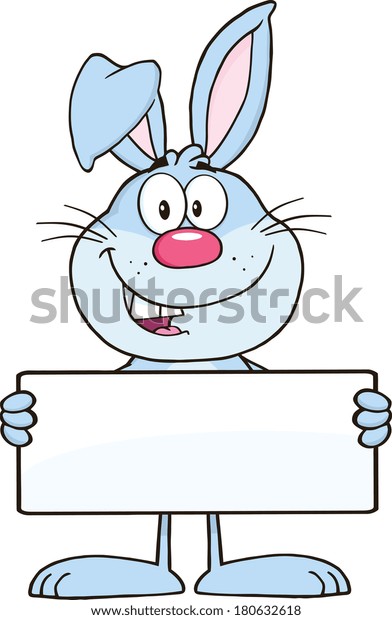 Funny Blue Rabbit Cartoon Character Holding Stock Vector (Royalty Free ...