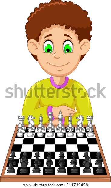 Funny Boy Cartoon Playing Chess Stock Vector (Royalty Free) 511739458 ...