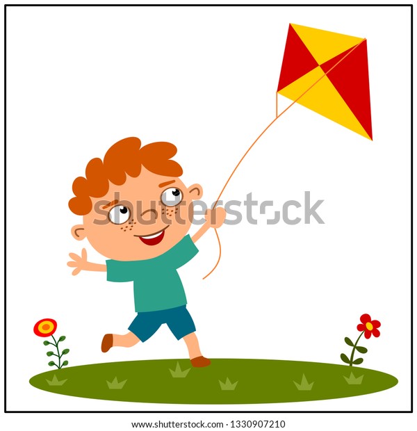 Funny Boy Cartoon Style Running Across Stock Vector (Royalty Free ...