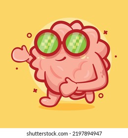 Funny Brain Character Mascot Running Isolated Stock Vector (Royalty ...