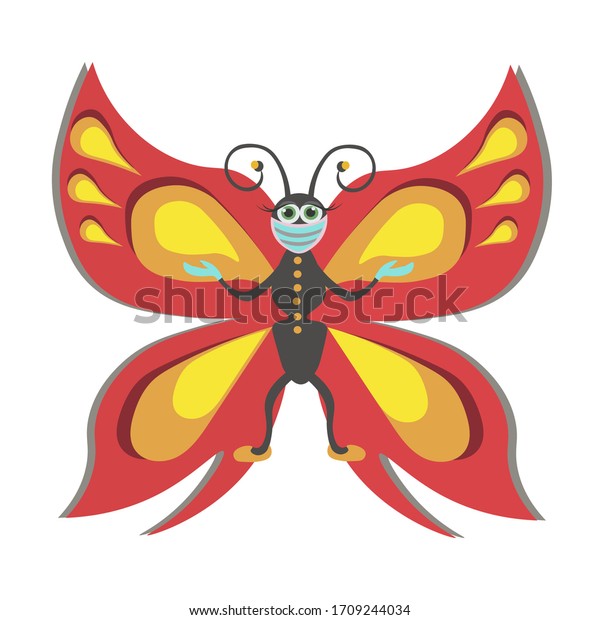 Funny Butterfly Vector Illustration Cute Cartoon Stock Vector (Royalty ...