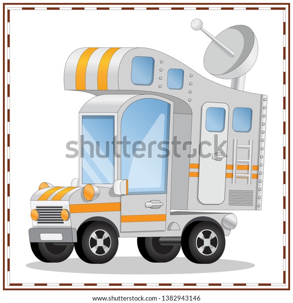 Funny Camper Van Isolated On White Stock Vector (Royalty Free ...