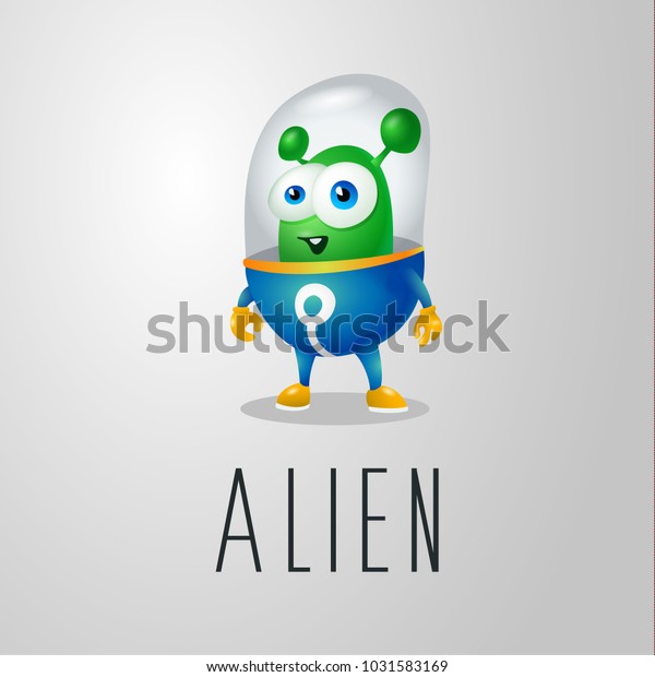 Funny Cartoon Alien Space Suit Friendly Stock Vector (Royalty Free ...