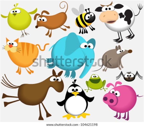 Funny Cartoon Animals Stock Vector (Royalty Free) 104621198