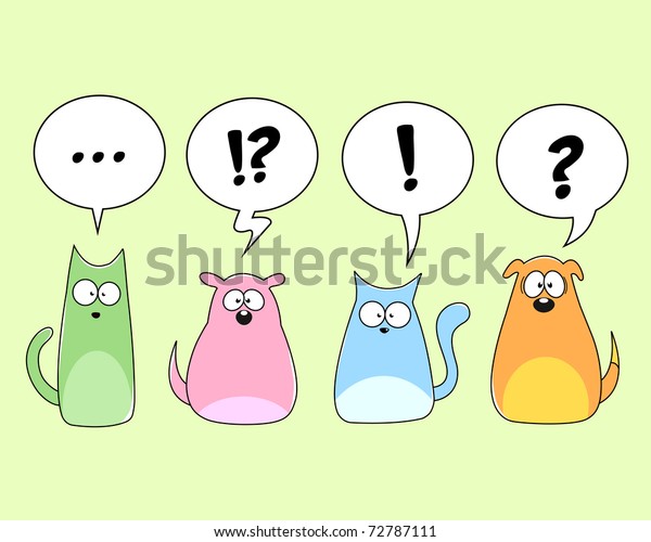 Funny Cartoon Animals Speech Bubbles Stock Vector (Royalty Free) 72787111
