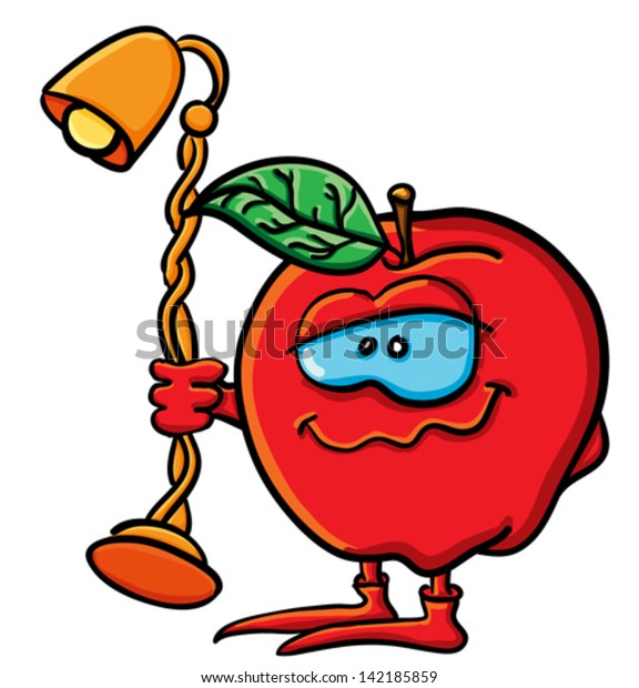 Funny Cartoon Apple On White Background Stock Vector (Royalty Free ...