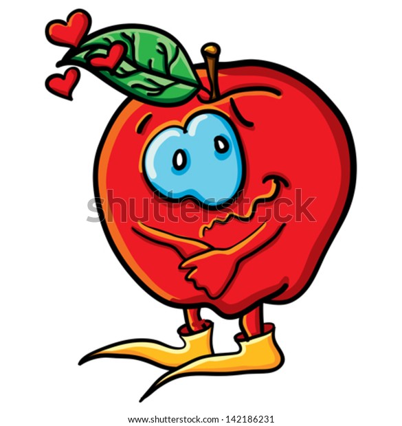 Funny Cartoon Apple On White Background Stock Vector (Royalty Free ...
