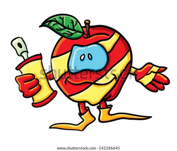Funny Cartoon Apple On White Background Stock Vector (Royalty Free ...
