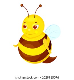 Funny Cartoon Bee On White Background Stock Vector (Royalty Free ...
