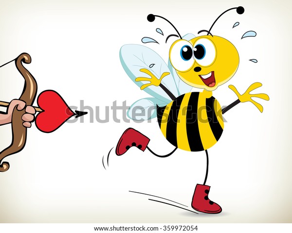 Funny Cartoon Bee Running Away Love Stock Vector (Royalty Free ...
