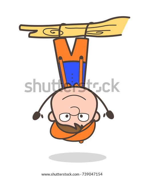 Funny Cartoon Boy Hanging Upsidedown On Stock Vector (Royalty Free ...