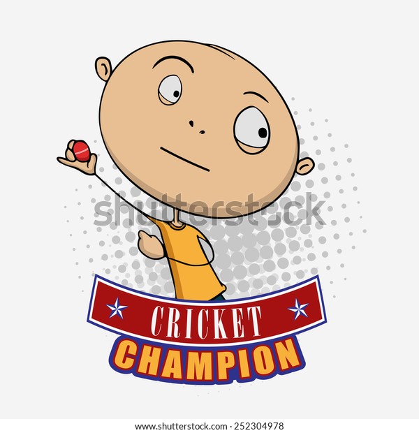 Funny Cartoon Boy Ready Throw Cricket Stock Vector (Royalty Free ...