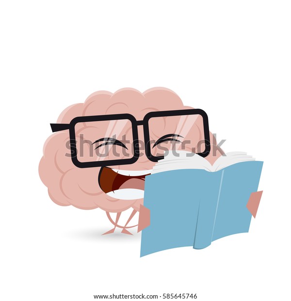 Funny Cartoon Brain Reading Book Stock Vector (Royalty Free) 585645746 ...