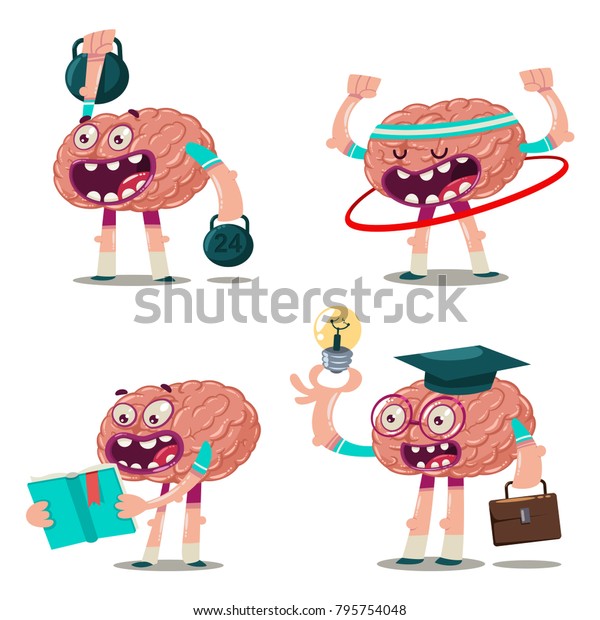Funny Cartoon Brain Reads Book Graduate Stock Vector (Royalty Free ...