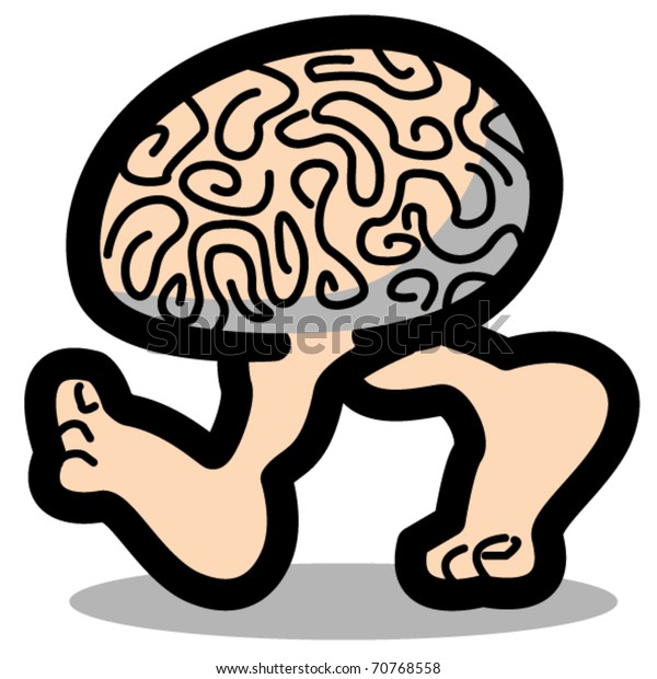 Funny Cartoon Brain Walking Running On: เวกเตอร์สต็อก (ปลอดค่าลิขสิทธิ์ ...