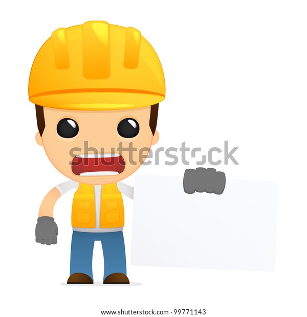 Funny Cartoon Builder Various Poses Use Stock Vector (Royalty Free ...