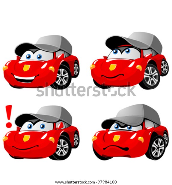 Funny Cartoon Car Emotions Stock Vector (Royalty Free) 97984100