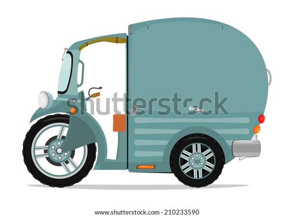 Funny Cartoon Cargo Auto Rickshaw Tuktuk Stock Vector (Royalty Free ...
