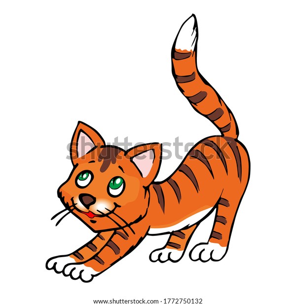 Funny Cartoon Cat Ginger Striped Kitty Stock Vector (Royalty Free ...