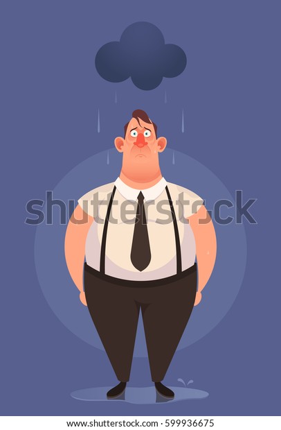 Funny Cartoon Character Sad Office Worker Stock Vector (Royalty Free ...