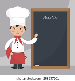 Funny Cartoon Chef Cook Menu Flat Stock Vector (Royalty Free) 289337201 ...