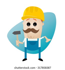 Funny Cartoon Construction Worker Trowel Stock Vector (Royalty Free ...