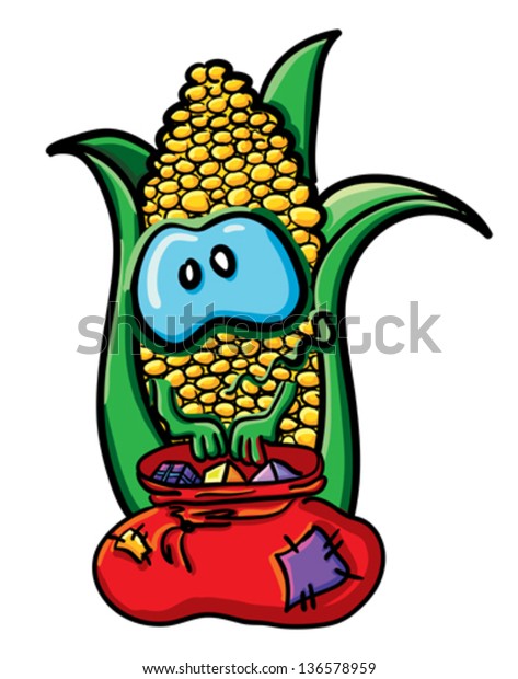 Funny Cartoon Corn On White Background Stock Vector (Royalty Free ...