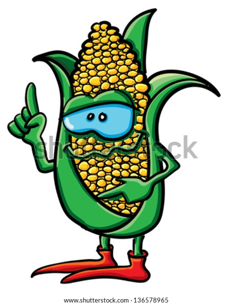 Funny Cartoon Corn On White Background Stock Vector (Royalty Free ...