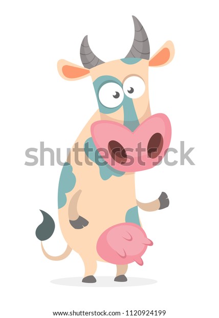 Funny Cartoon Cow Character Pointing On Stock Vector (Royalty Free ...