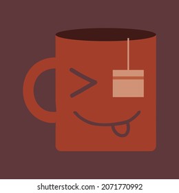 Funny Cartoon Cup Tea Vector Illustration Stock Vector (Royalty Free ...