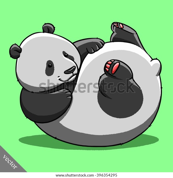 Funny Cartoon Cute Fat Panda Bear Stock Vector (Royalty Free) 396354295 ...