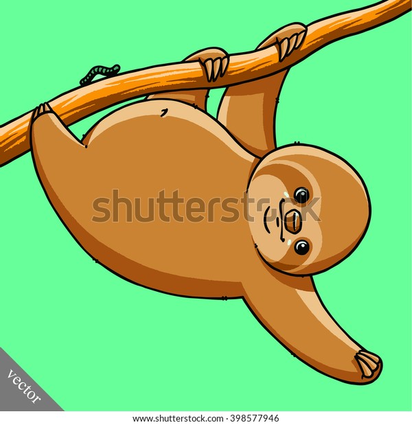 Funny Cartoon Cute Fat Vector Sloth Stock Vector (Royalty Free ...