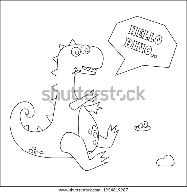 Funny Cartoon Dinosaur Drawing Vector Cartoon Stock Vector (Royalty ...