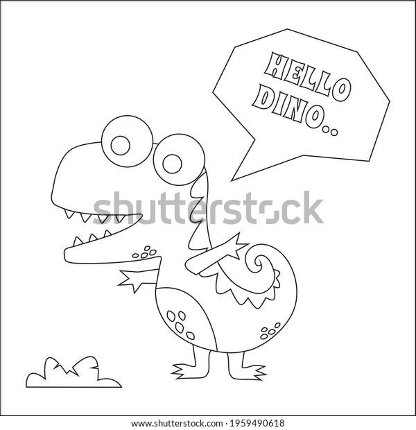 Funny Cartoon Dinosaur Drawing Vector Cartoon Stock Vector (Royalty ...