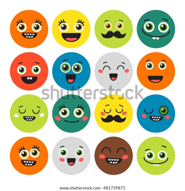 Funny Cartoon Emojis Set On White Stock Vector (Royalty Free) 481739875