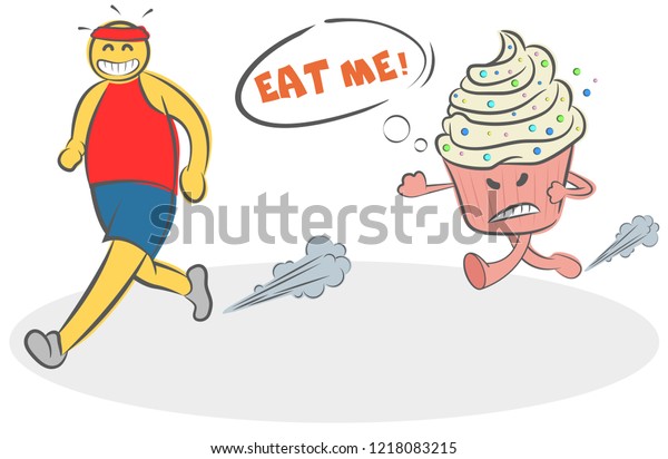 Funny Cartoon Evil Cake Running After Stock Vector (Royalty Free ...