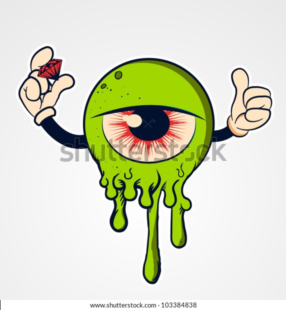 Funny Cartoon Eyeball Hands Diamond Stock Vector (Royalty Free ...